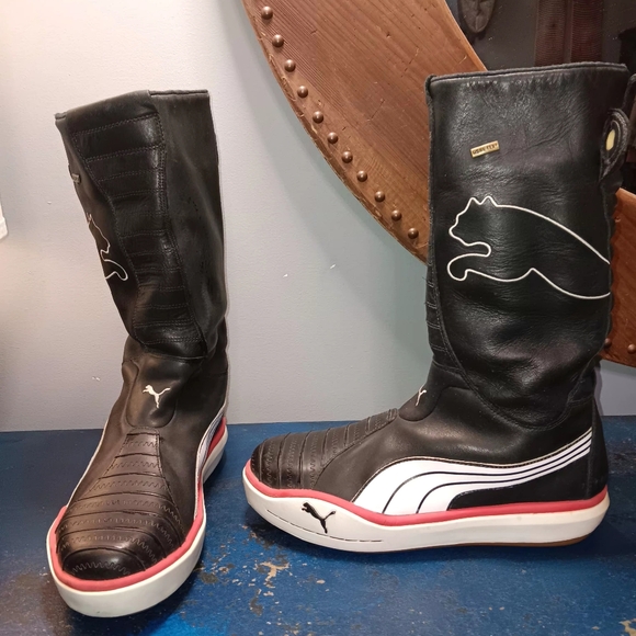 Puma | Shoes | Puma Vintage Black Hightop Sneakers Boots With White ...